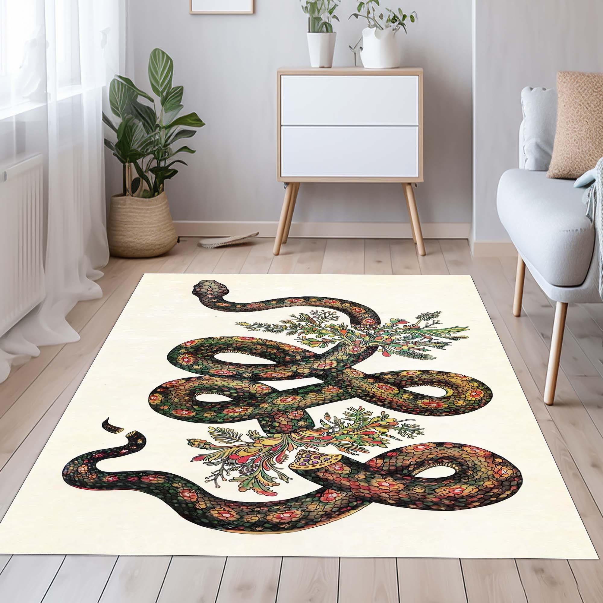 Snake Rug, Snake Design Rug, Salon Rug, Rugs, Tumbled Rug, Custom Rug ...