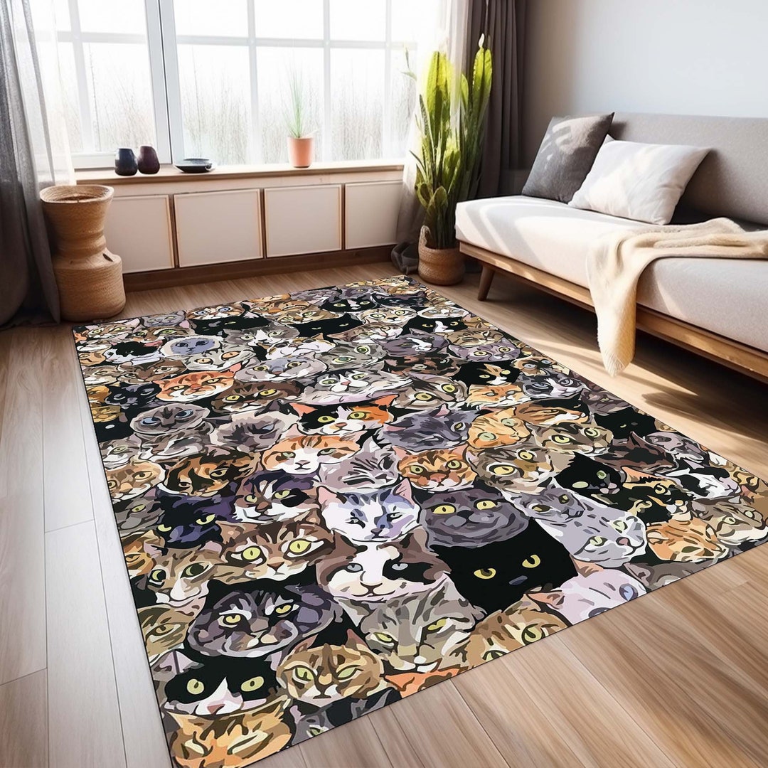 Cat Rugs, Abstract Cat Rugs, Cat Lover Rug, Animal Rug, Custom Rug ...