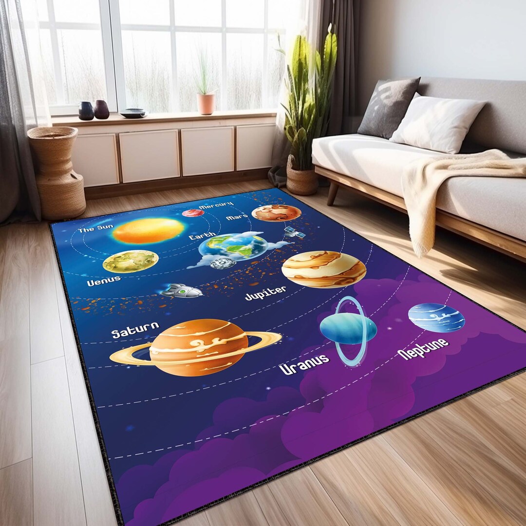 Planets Rug, Space Rug, Solar System Rug, Space Design Rug, Planet Rug ...