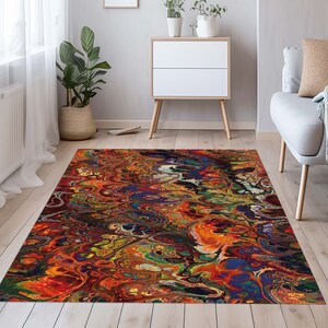 Exotic Vibes Colorful Rug, Abstract Design Rug, Trippy Art Rug, Art ...