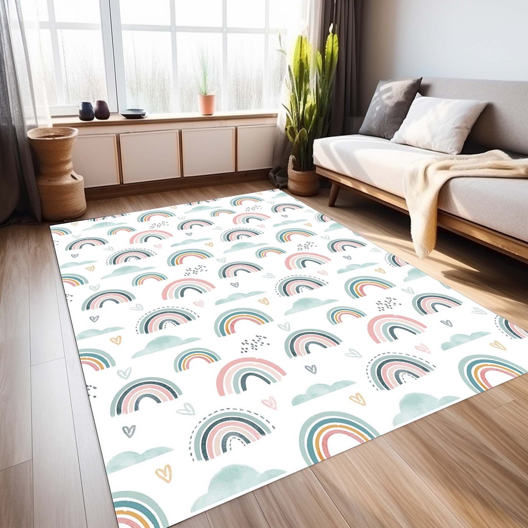 Rainbow Baby Room Rug Anti-slip Kids Rug,custom Rug,minimalist Rug,home ...