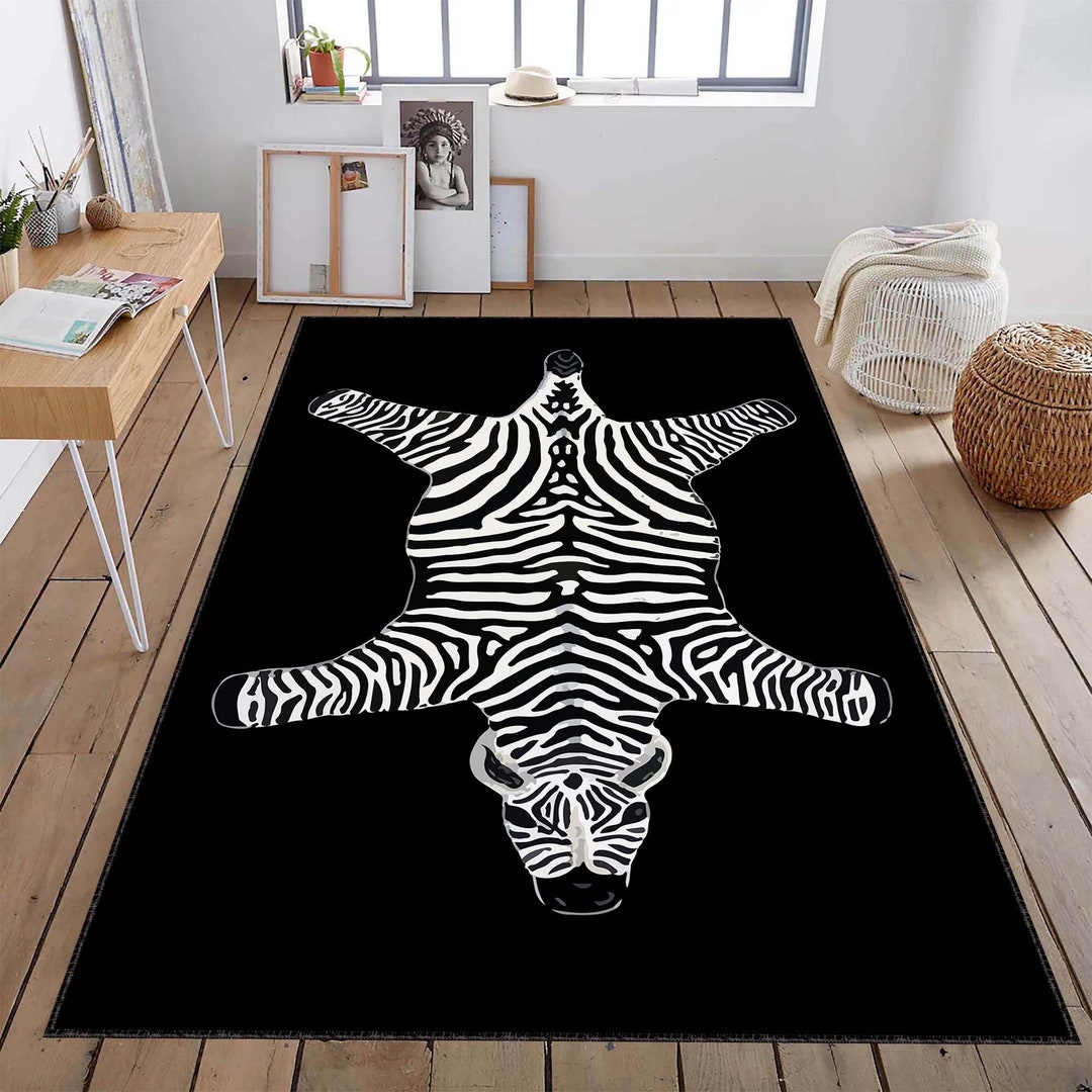 Zebra Rug, Striped Rug, Black and White Rug, Zebra Pattern Carpet ...