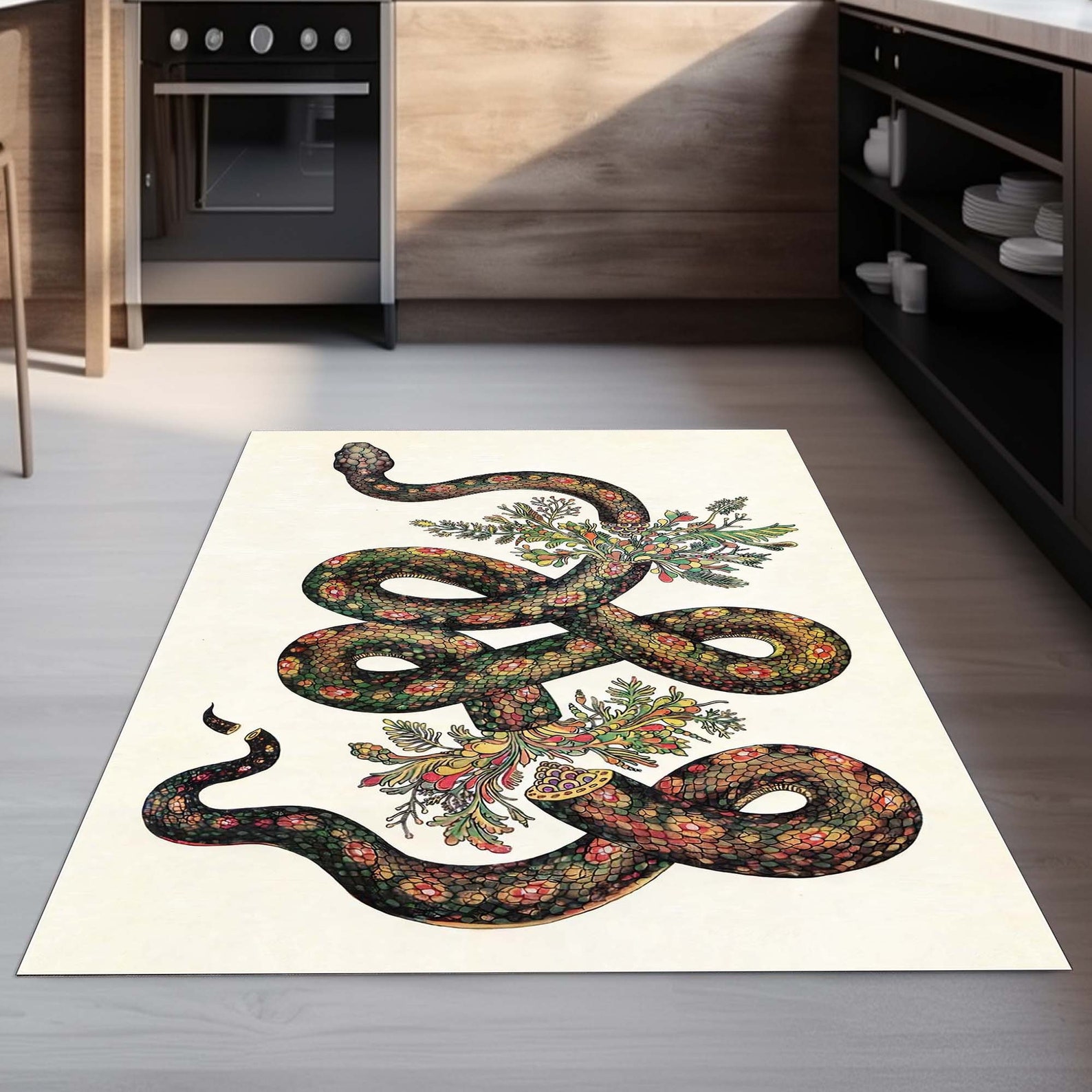 Snake Rug, Snake Design Rug, Salon Rug, Rugs, Tumbled Rug, Custom Rug ...