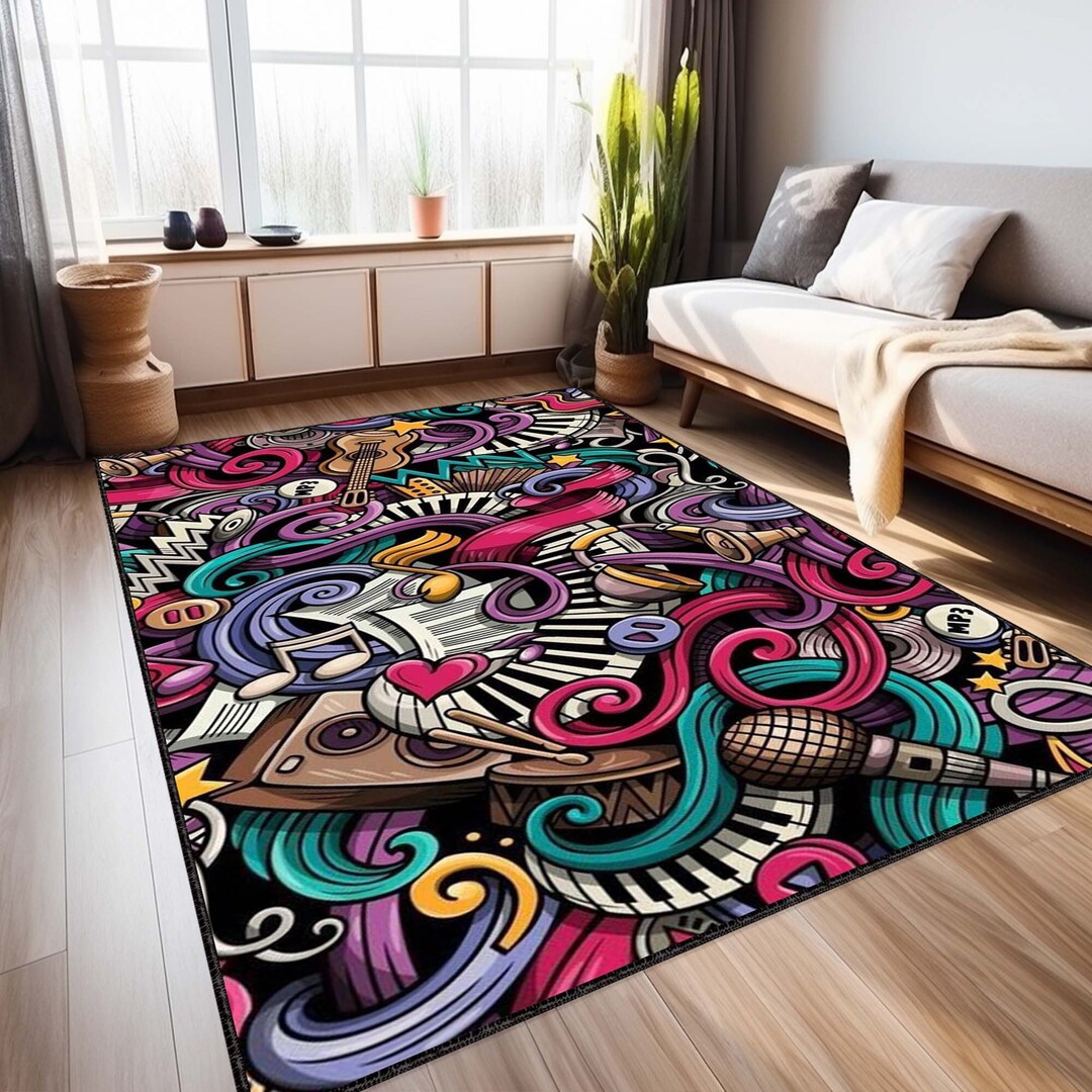 Art Deco Music Rug, Musician Gift, Music Lover Gift,music Home Decor ...
