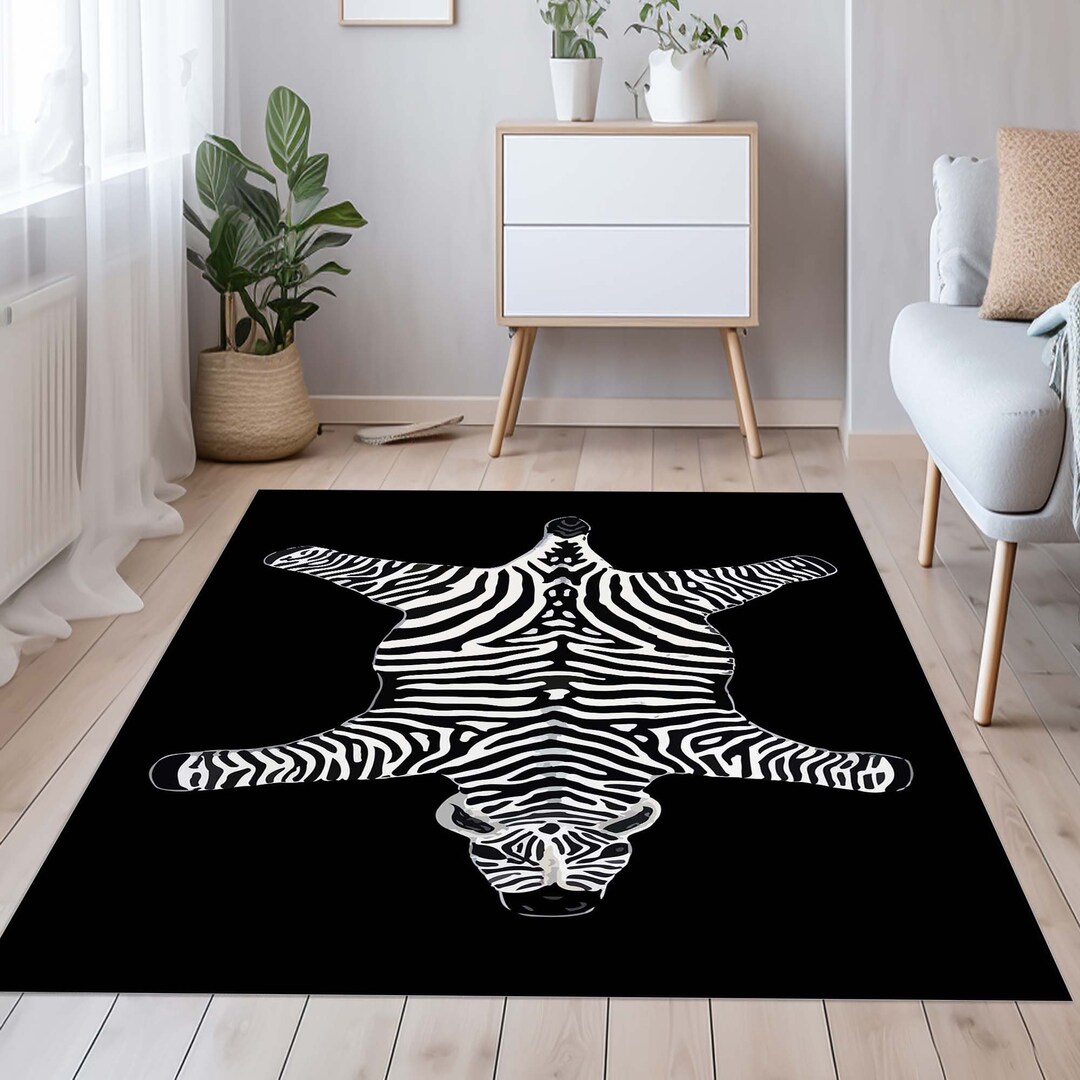 Zebra Cowhide Design Rug, Zebra Print Rug, Cowhide Design Rug, Genuine ...