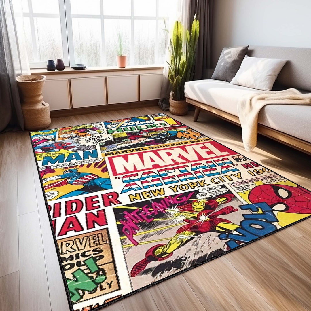 Marvel Characters Rug, Spider Man Rug, Fantastic Rug, Kids Room Rug ...