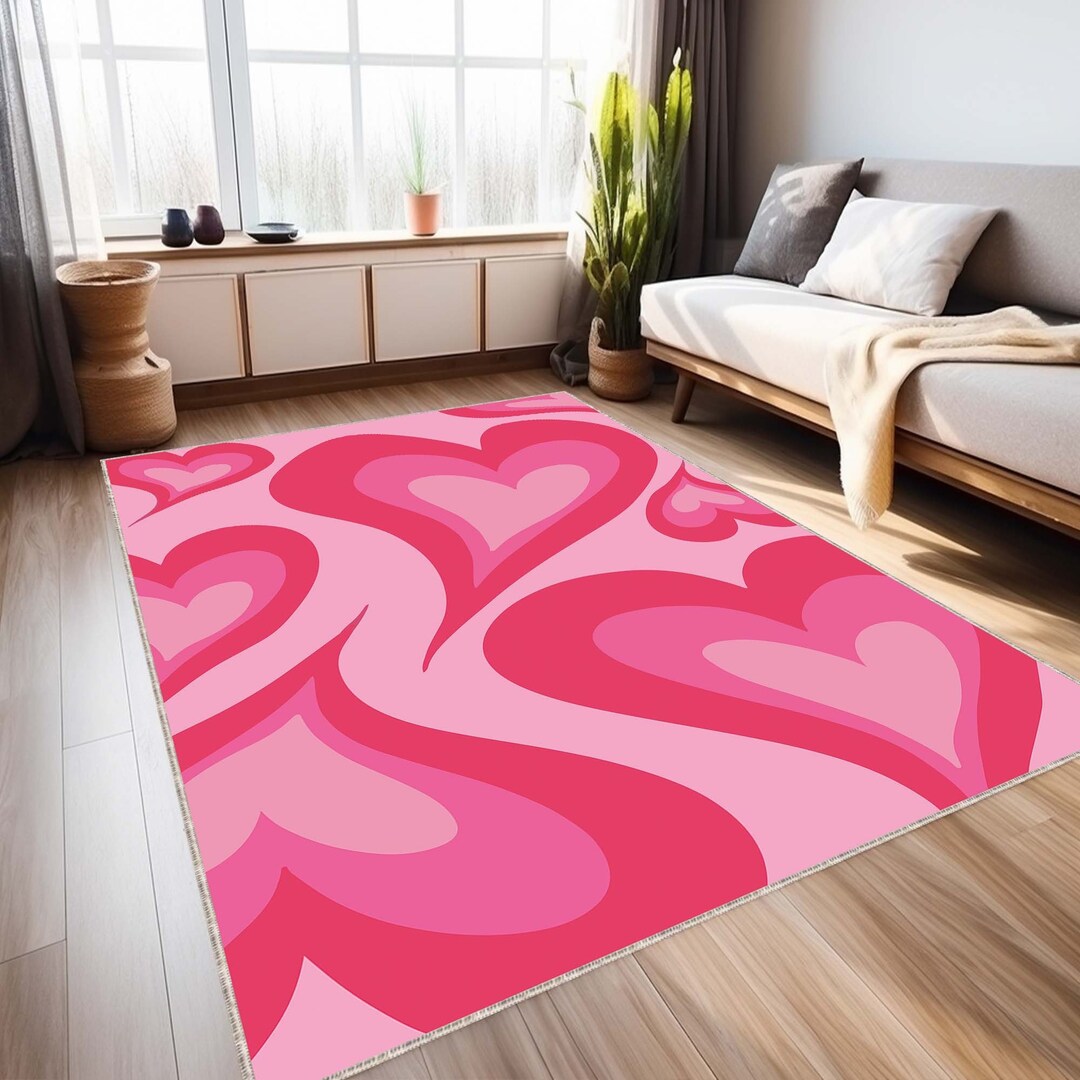 Pink Heart Rug, Girl Room Rug, Heart Rug, Pink Rugs, Children Rug ...