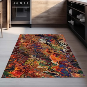 Exotic Vibes Colorful Rug, Abstract Design Rug, Trippy Art Rug, Art ...