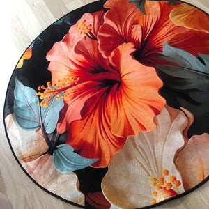 Flower Round Rug, Flower Circle Rug, FLOWER RUG, Round Flower Rug ...