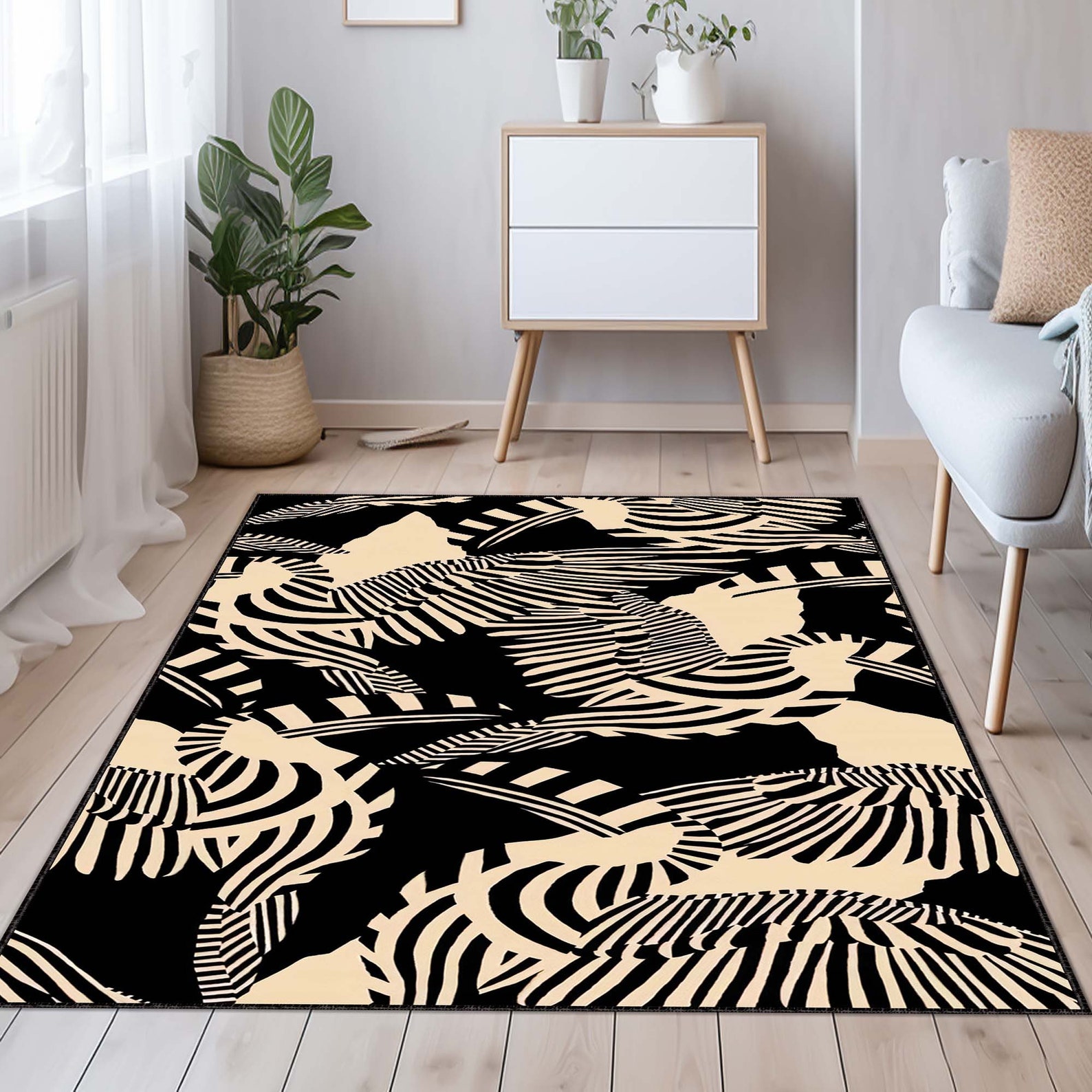 Zebra Pattern Rug, Zebra Skin Bedroom Rug, Non Slip Washable Rug ...