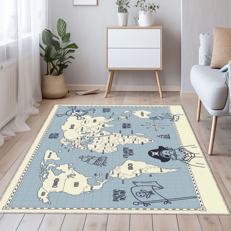 Pirate Ships Rug, Map Pirate Rug, Map Rug, Treasure Map Rug, Pirates ...