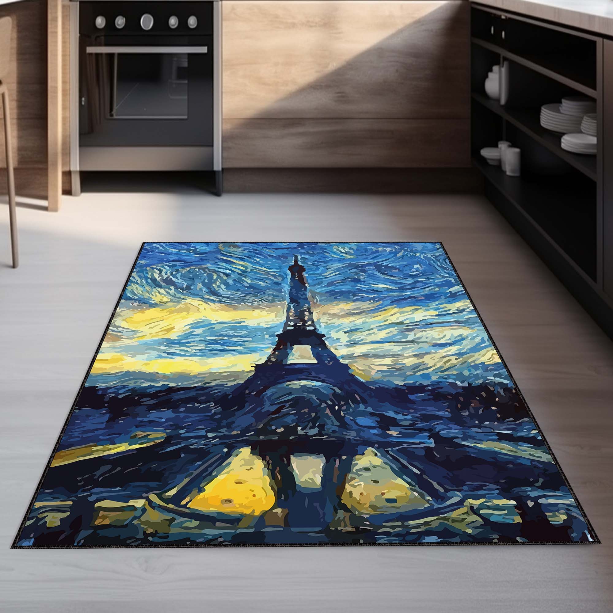 Eiffel Tower Rug, Eiffel Themed Rug, Mosaic Patterned Rug, Living Room ...