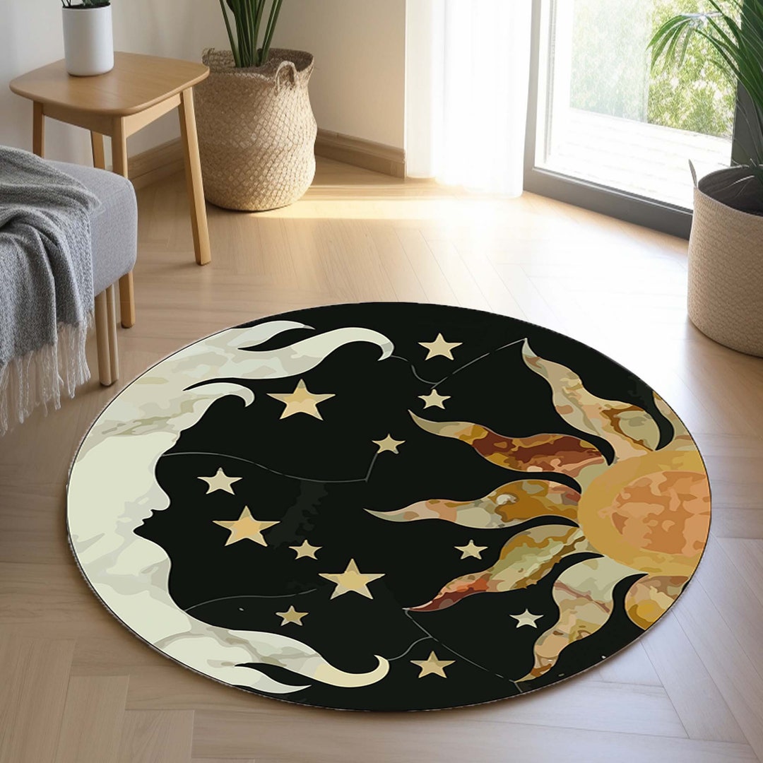 Sun and Moon Yin Yang Rug, Meditation Carpet, Yoga Mat, Nonslip ...