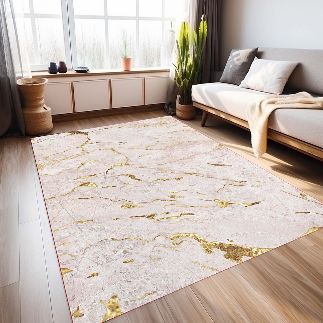 Pink Marble Rug, Gold Marble Rug, Luxury Marble Rug, Alcohol Ink Rug ...