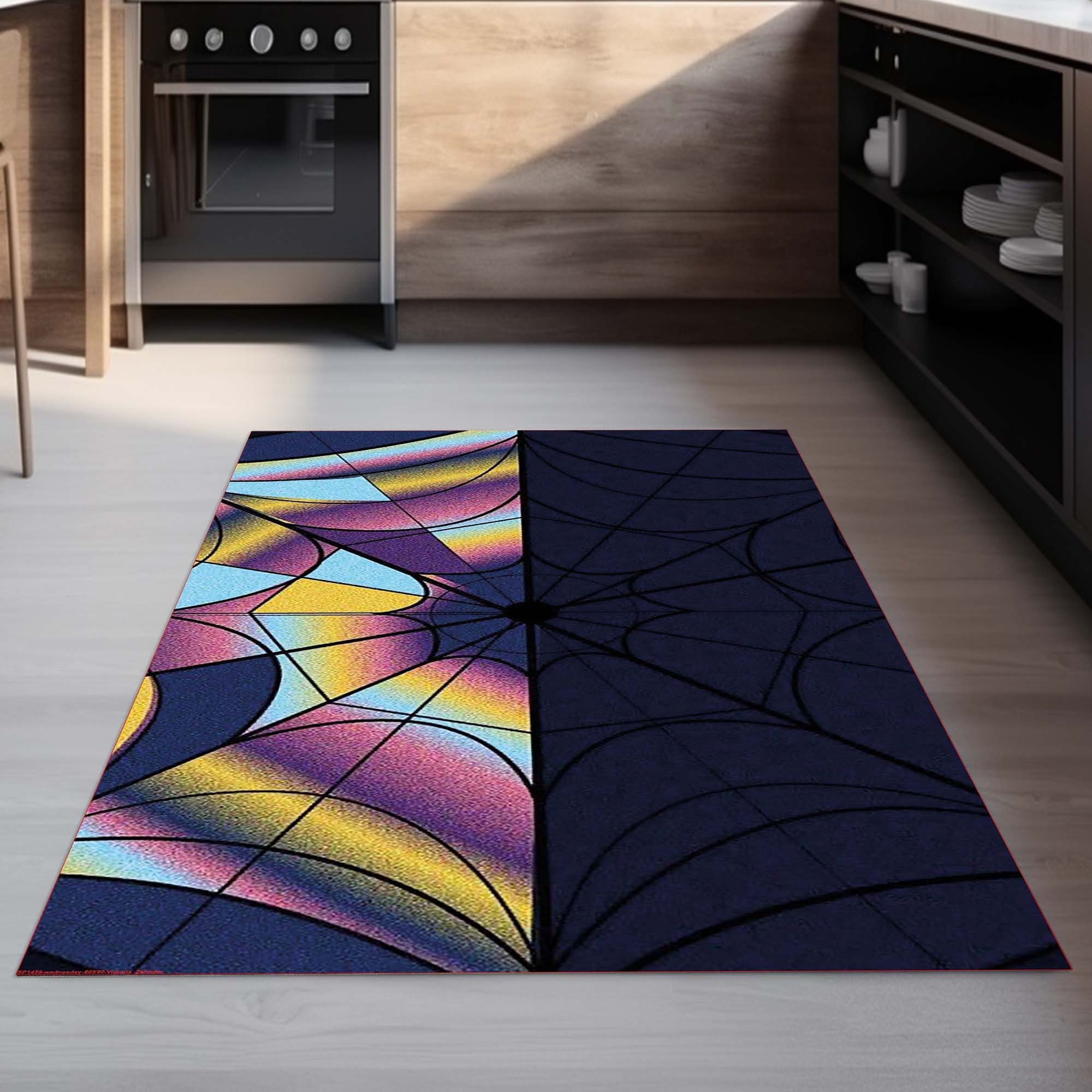 Wednesday Addams Rug, Wednesday Window Style Spider Web Rug, Area and ...