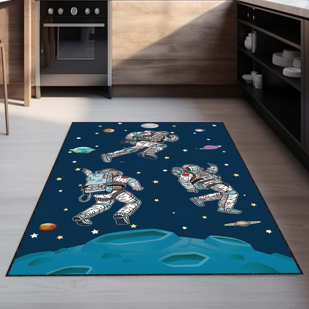 Astronaut Rug, Planet and Space Life Themed Carpet, Kids Room Rug ...