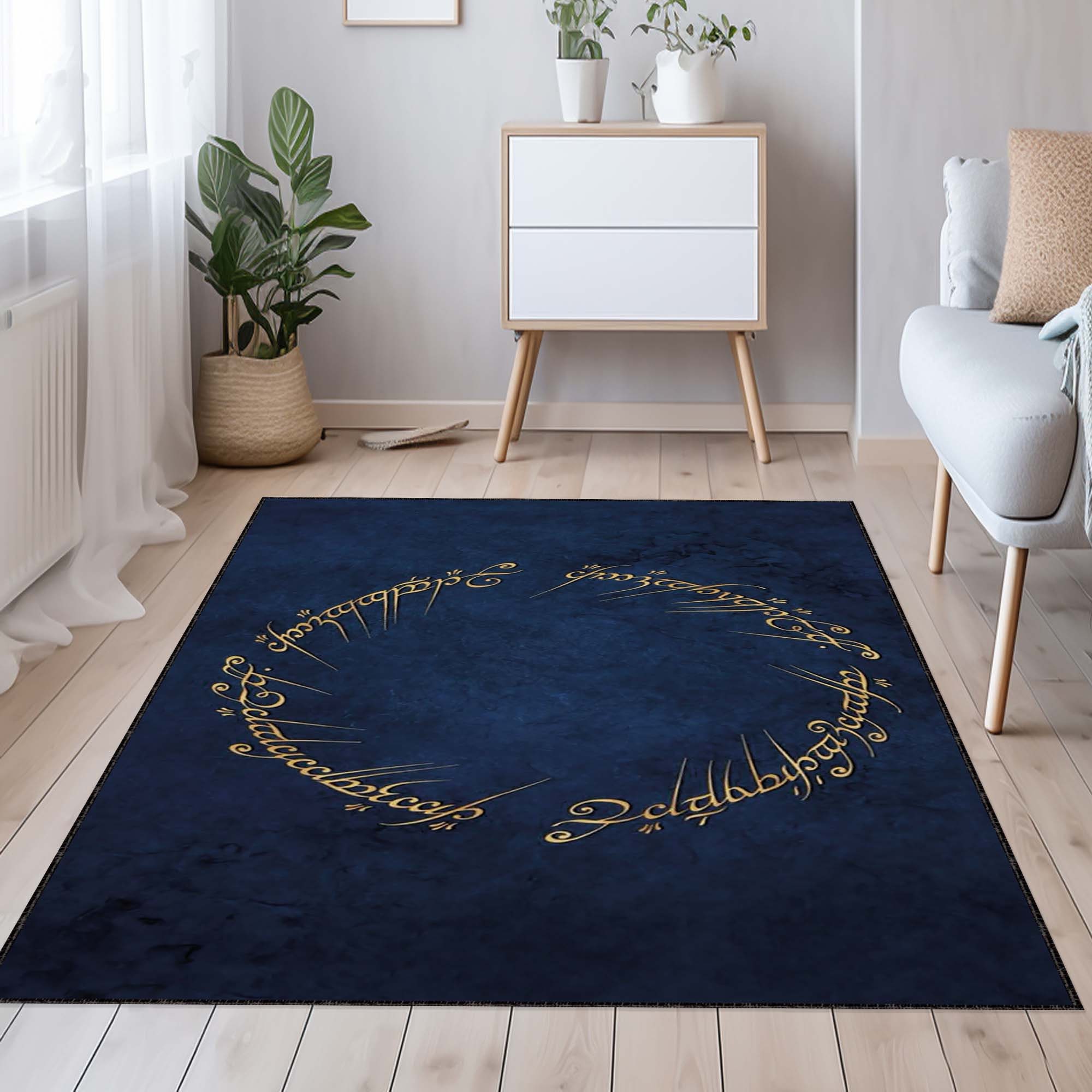 The Lord of the Ring Rug, Dark Blue Rug, Livingroom Rug, Floor Rug, Fan ...