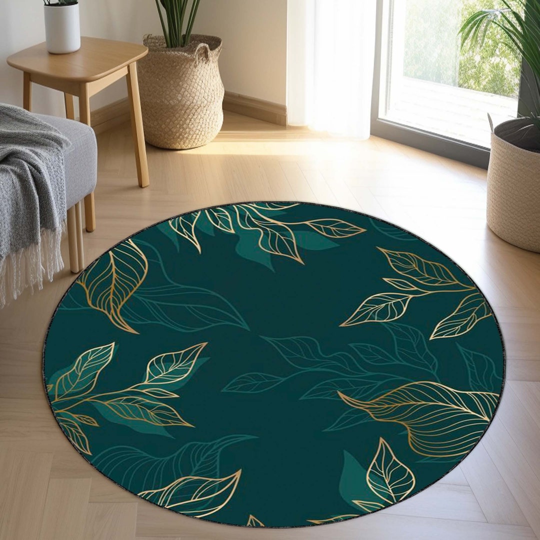 Emerald Green Rug, Green Marble Round Rug, Circle Rug, Gold Rug, Marble ...