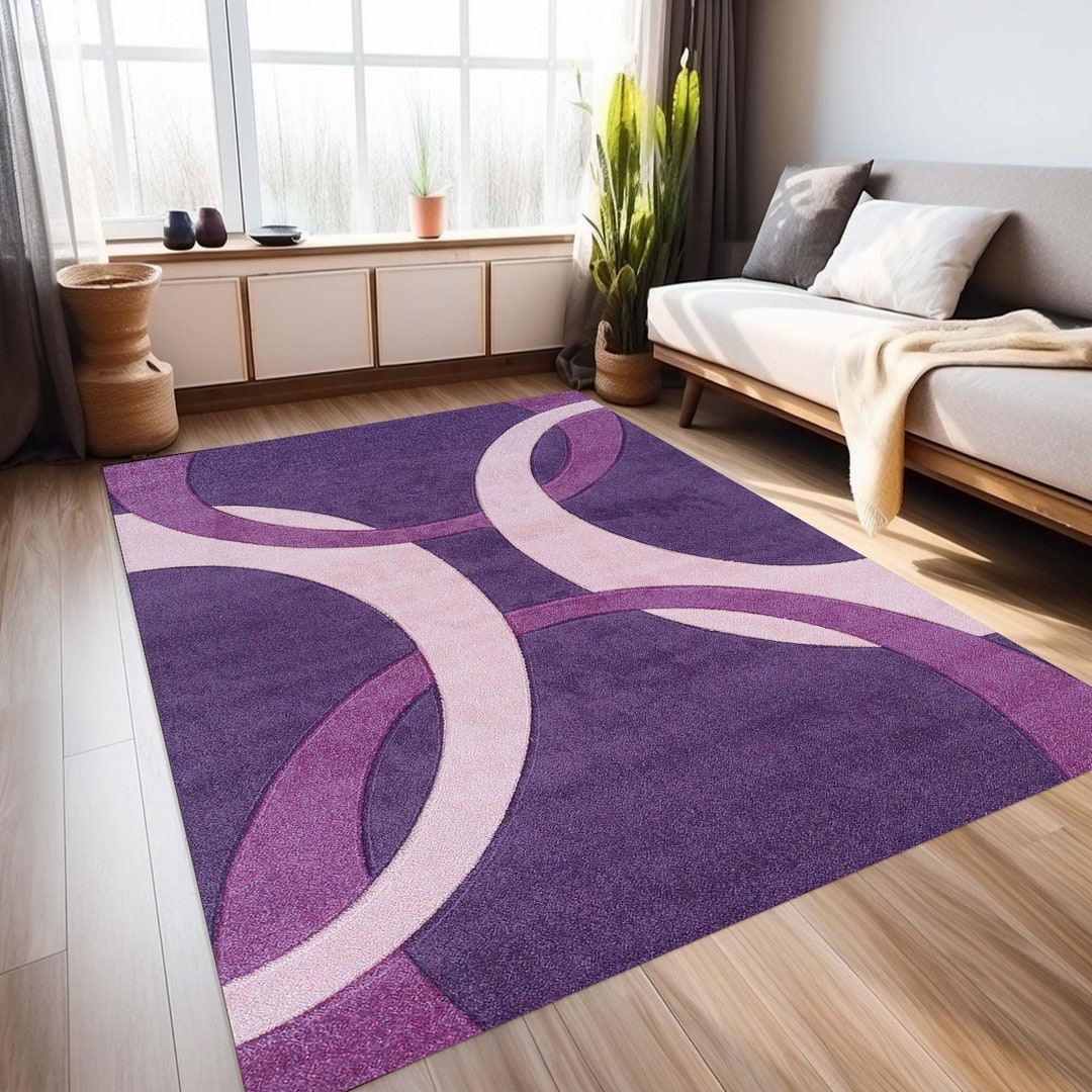 Purple Decor Rug, Mid Century Modern, Art Decor Rug, Large Rug, Salon ...