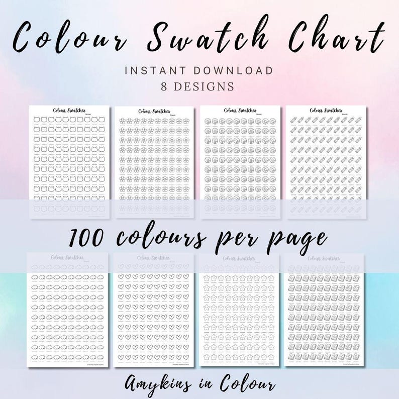 Colour Swatch Chart | Printable PDF | Instant Download - Etsy