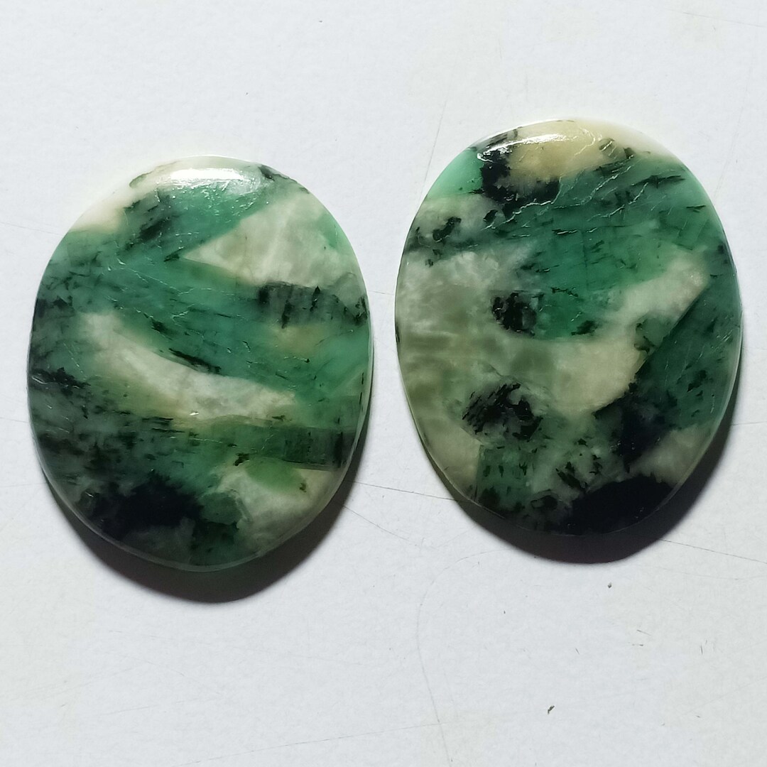 Genuine Emerald Slice Pair, Fancy Shape Cabochons (20.10x17.50mm) - Etsy