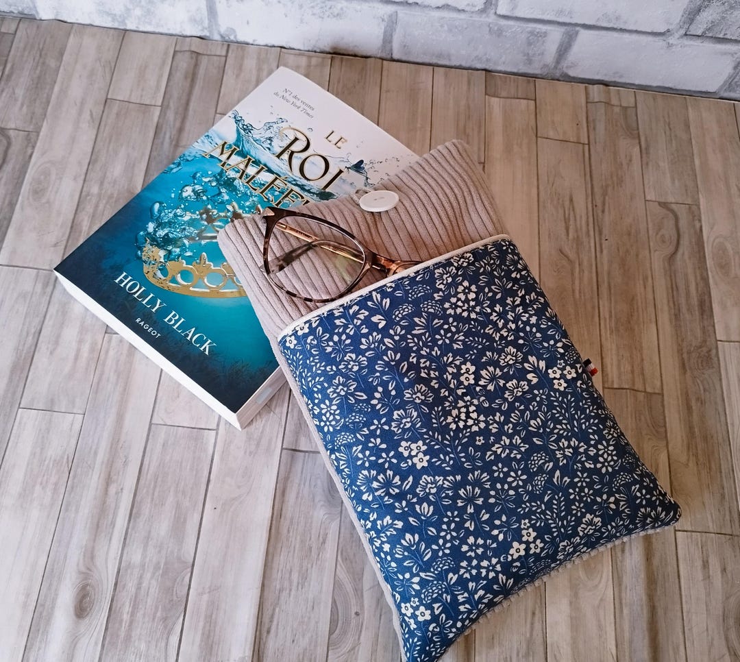 Corduroy and Printed Fabric Book Cover / Protective Book Case ...
