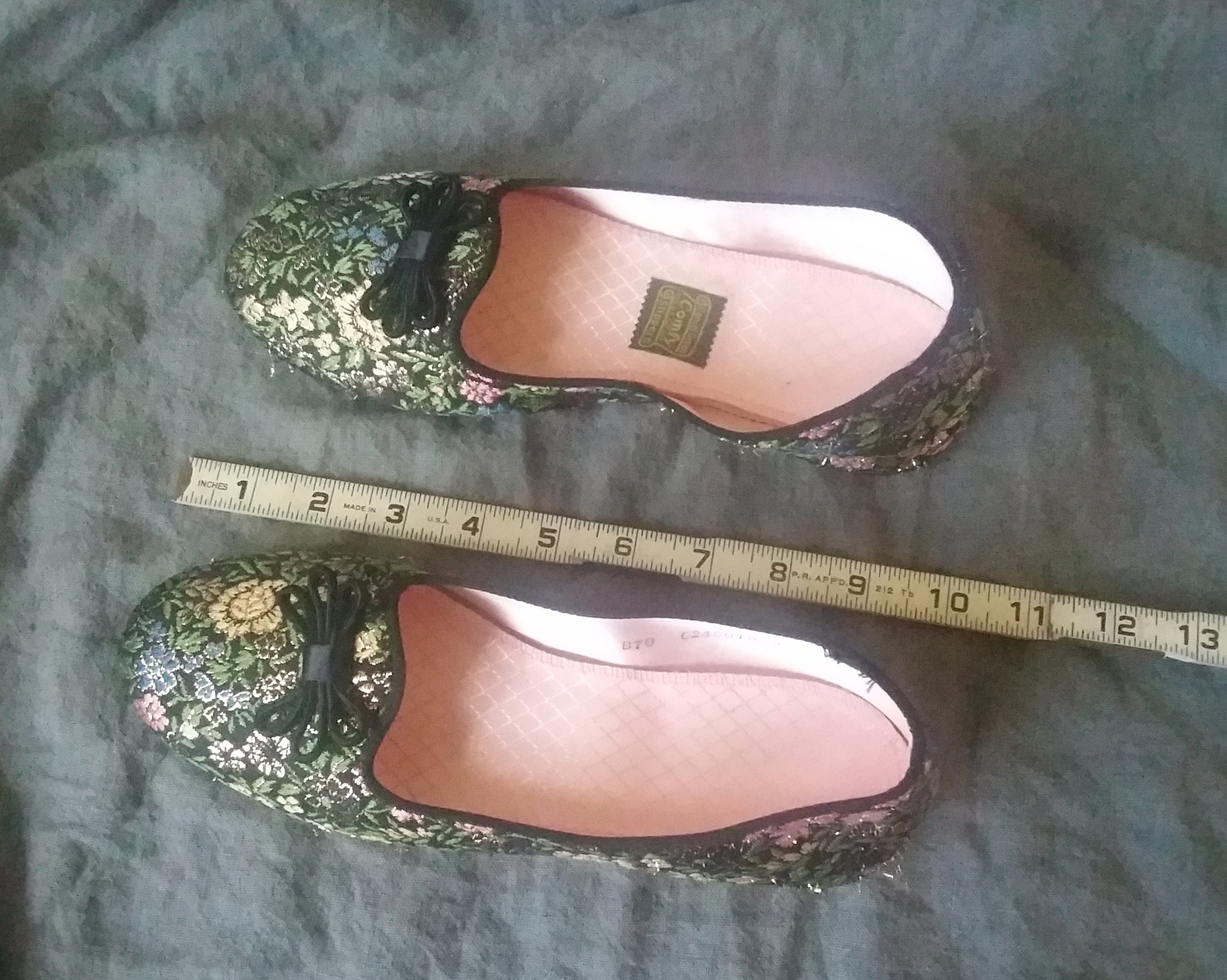 Vintage Daniel Green Black Brocade Slippers Size 3 Unworn 1950s / 1960s ...