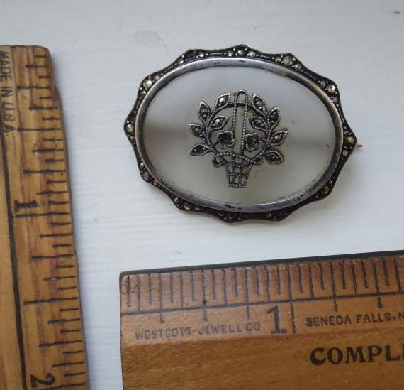 Antique Silver Camphor Glass Marcasite Giardinetti Fl… - Gem