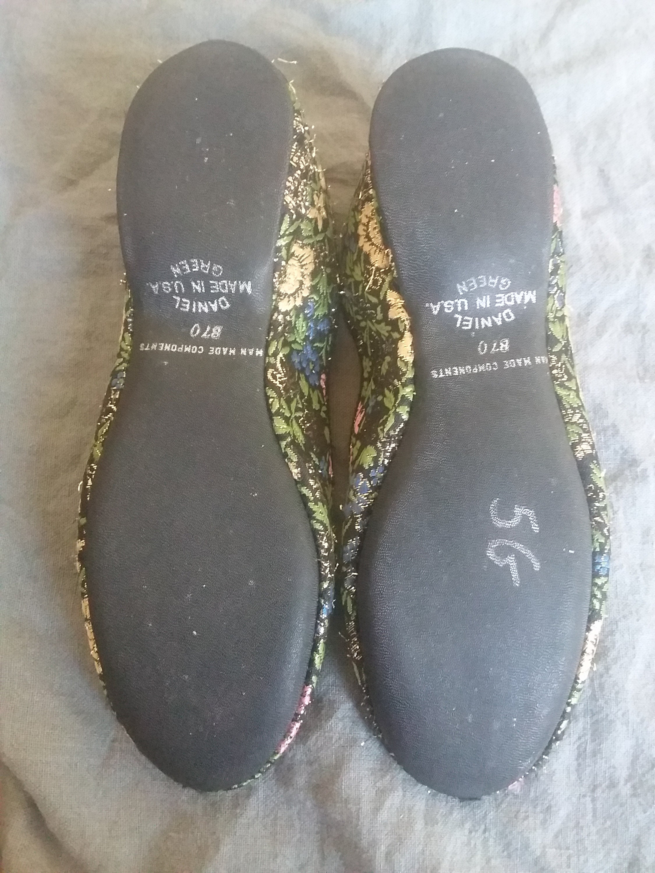 Vintage Daniel Green Black Brocade Slippers Size 3 Unworn 1950s / 1960s ...