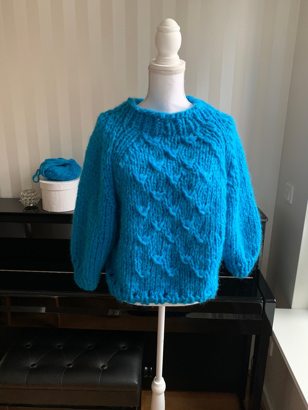 Ladies Mohair Sweater ocean Hand-knitted - Etsy