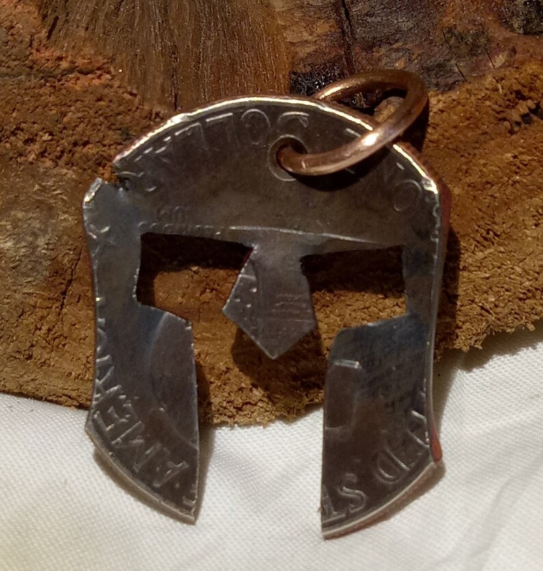 Battle Scarred Spartan Mask Cut Coin Pendant No.2 Thick - Etsy