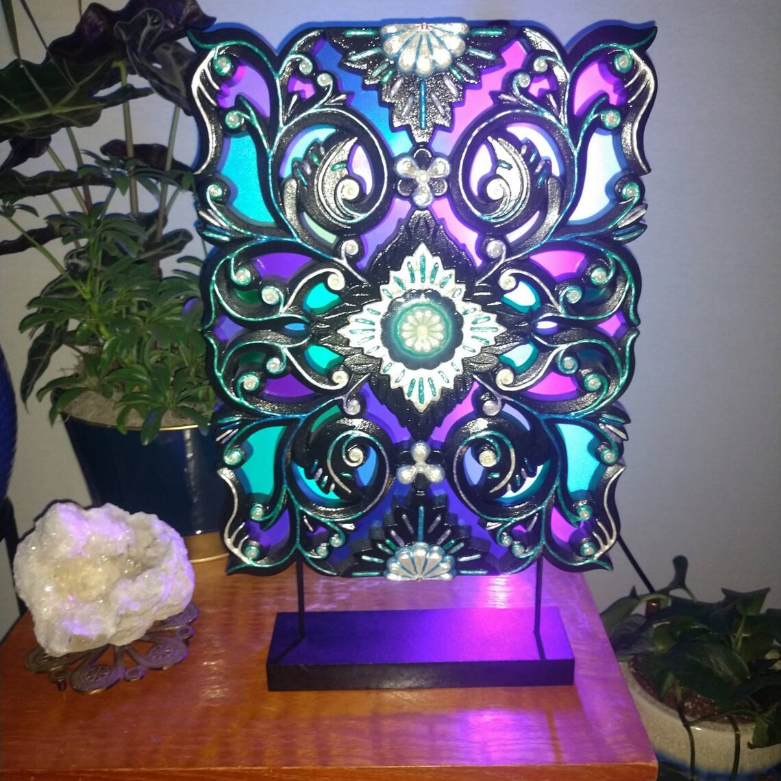 3D Carving, Hand-painted W/stained Glass Effect - Etsy