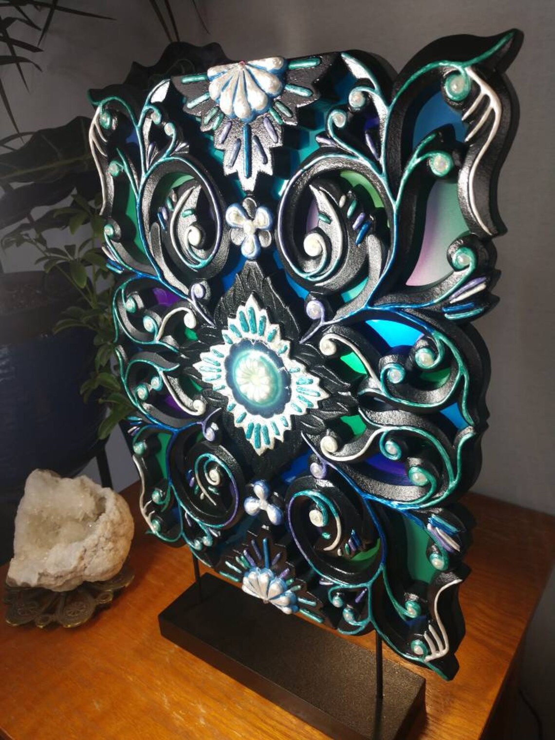 3D Carving, Hand-painted W/stained Glass Effect - Etsy