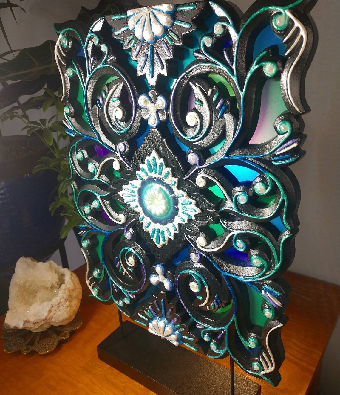 3D Carving, Hand-painted W/stained Glass Effect - Etsy