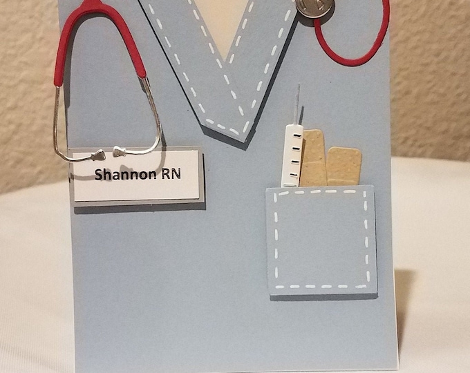 Handmade Nurse Card, Scrub Top, Medical Card, Custom Nursing Card. - Etsy