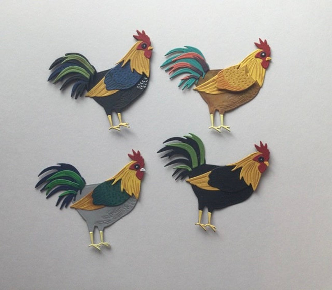 Layered Rooster Die Cuts, Paper Die Cuts, Farm Die Cuts, Embellishment ...