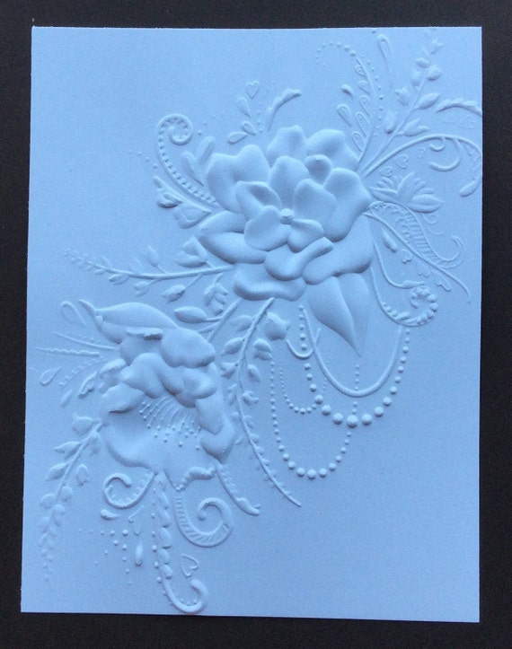 3D Flower Heart Doodle A2 Embossed Cardstock Embossed - Etsy