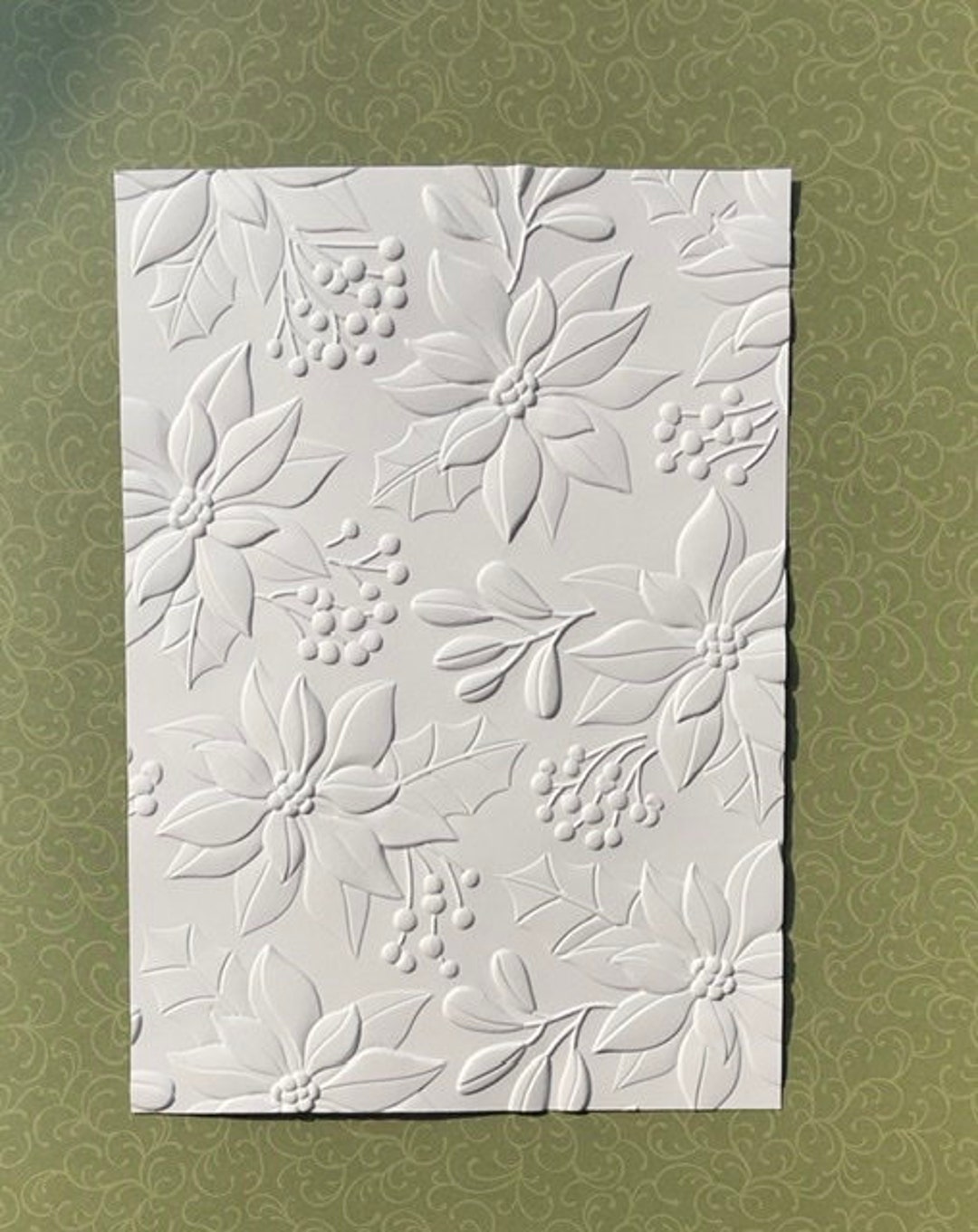 Scenic Poinsettias, 3D Embossed Cardstock, Embossed Sheets, Embossed ...