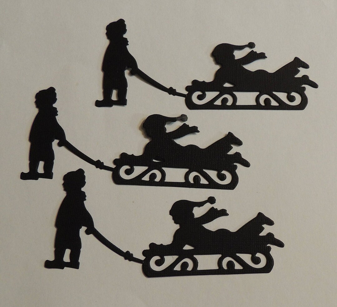 3 Sled and Children Cut Outs – Winter and Christmas-themed for ...