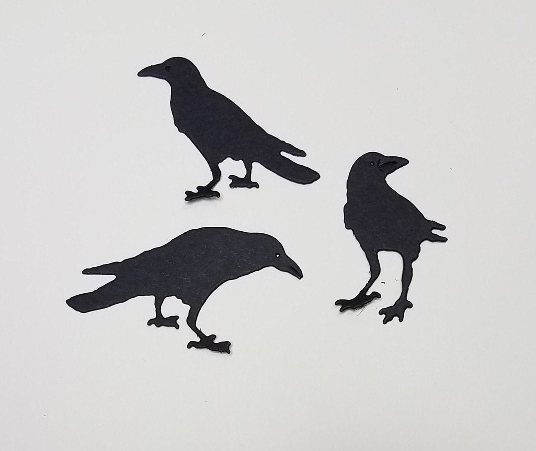 12 Black Raven Die Cuts, Halloween Die Cuts, Party Decorations, Spooky ...