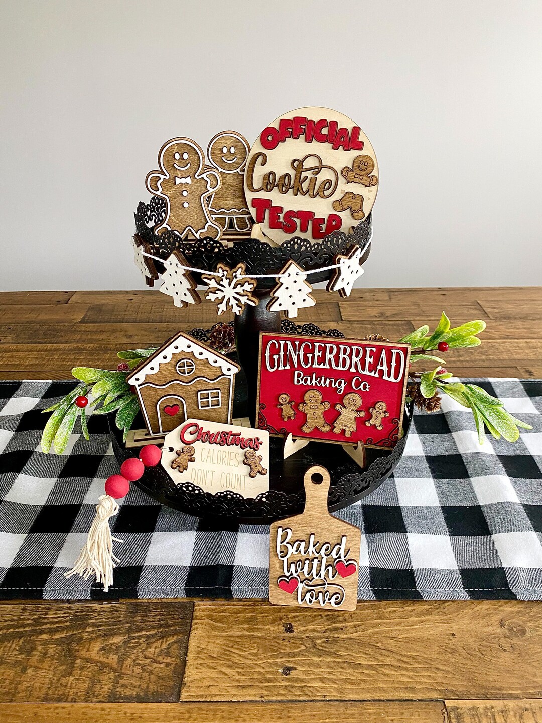 Gingerbread Tiered Tray Set Christmas Tiered Tray Set - Etsy