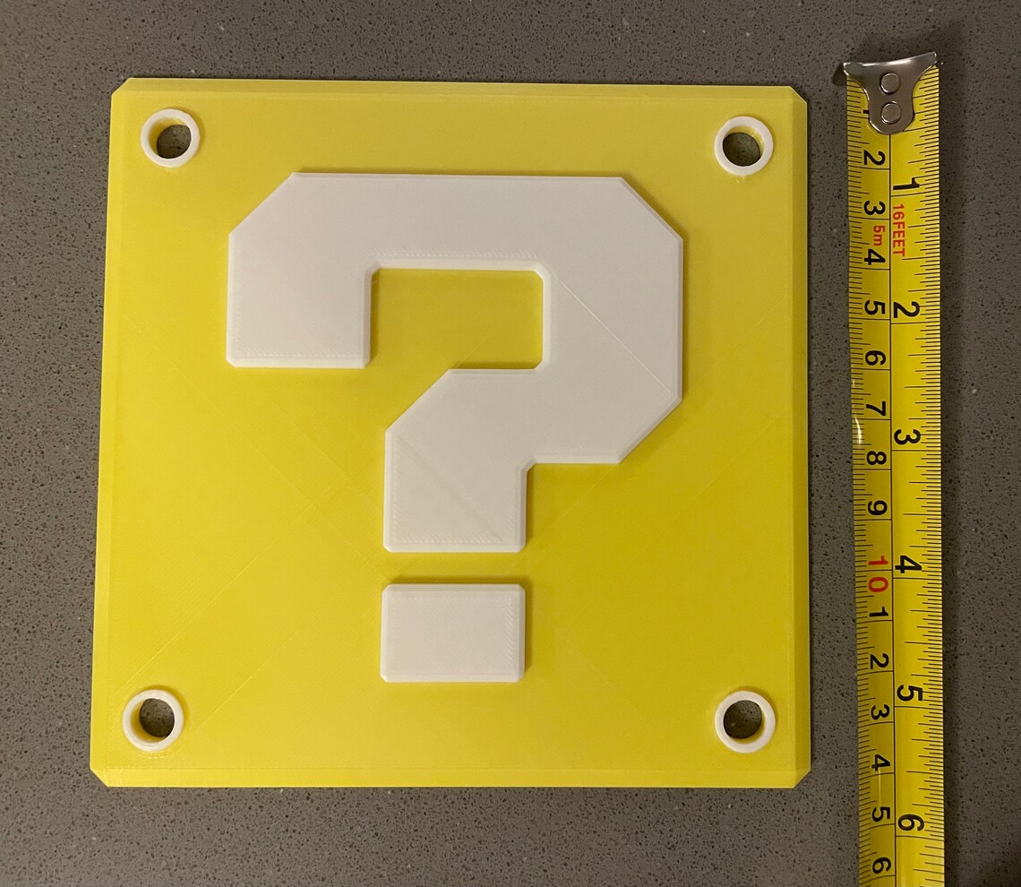 HUGE 3D Printed Question Mark Box Block From Mario Wall or | Etsy