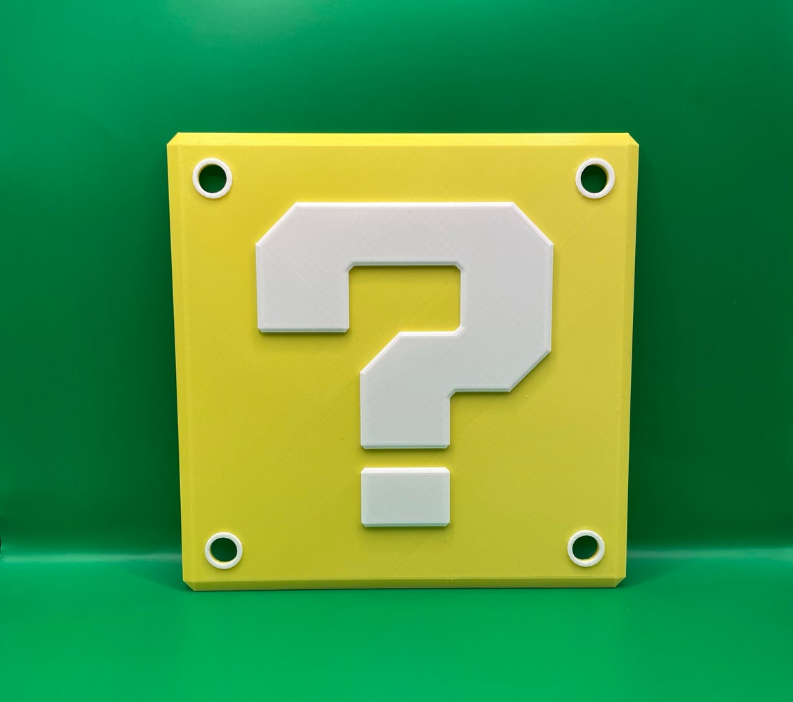HUGE 3D Printed Question Mark Box Block From Mario Wall or - Etsy