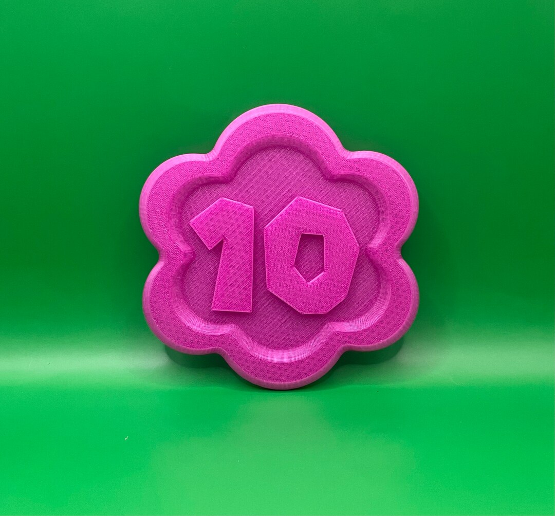 HUGE 3D Printed Wonder Flower 10 Coin From Mario Wonder Wall or Shelf ...