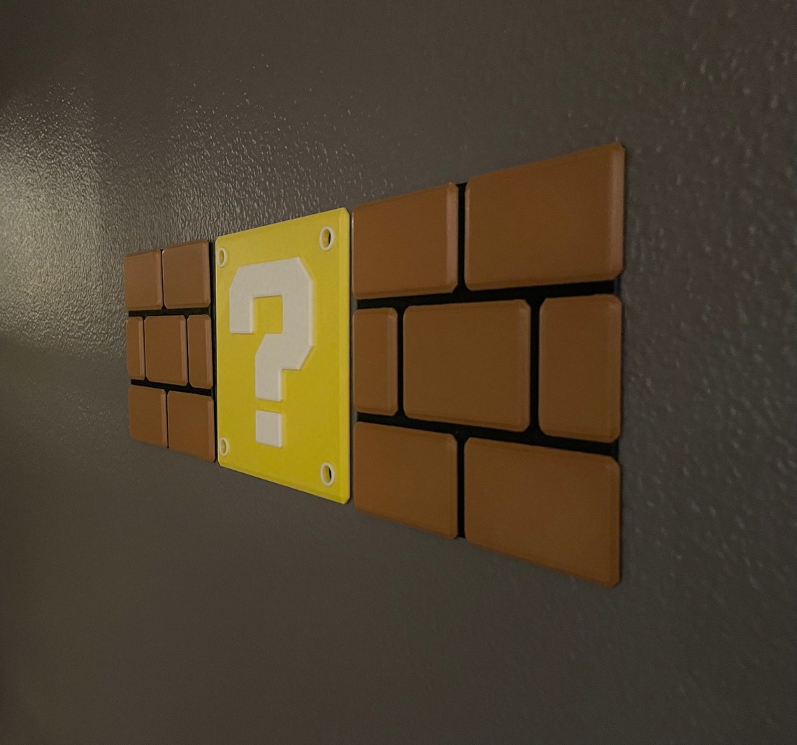 HUGE 3D printed brick block from Mario for wall or shelf art | Etsy
