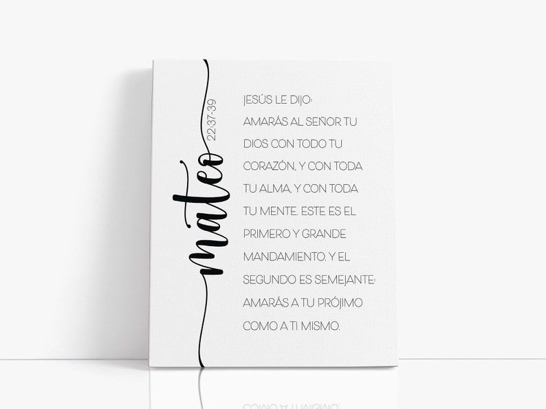 Spanish Bible Print, Mateo 22:37-39, Spanish Printable Quote, Bible ...