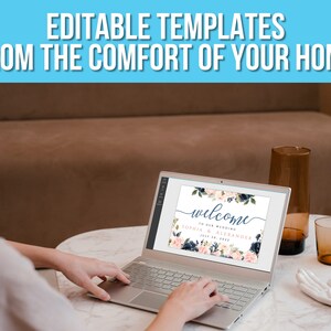 Navy Blush Wedding Welcome Sign | 3 Editable Templates Included ...