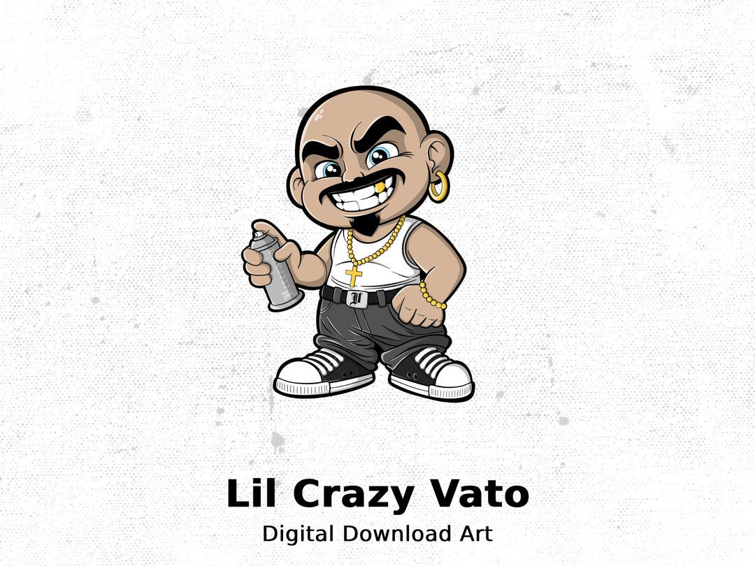 Lil Crazy Vato Chicano Cholo Homies Clip Art, Hand Drawn Digital Art ...