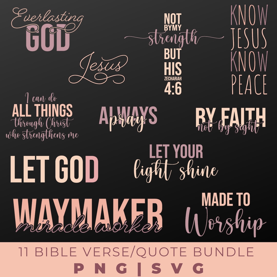 11 Bible Verse SVG and PNG Files, Ready for Cut Machine Files, Custom ...