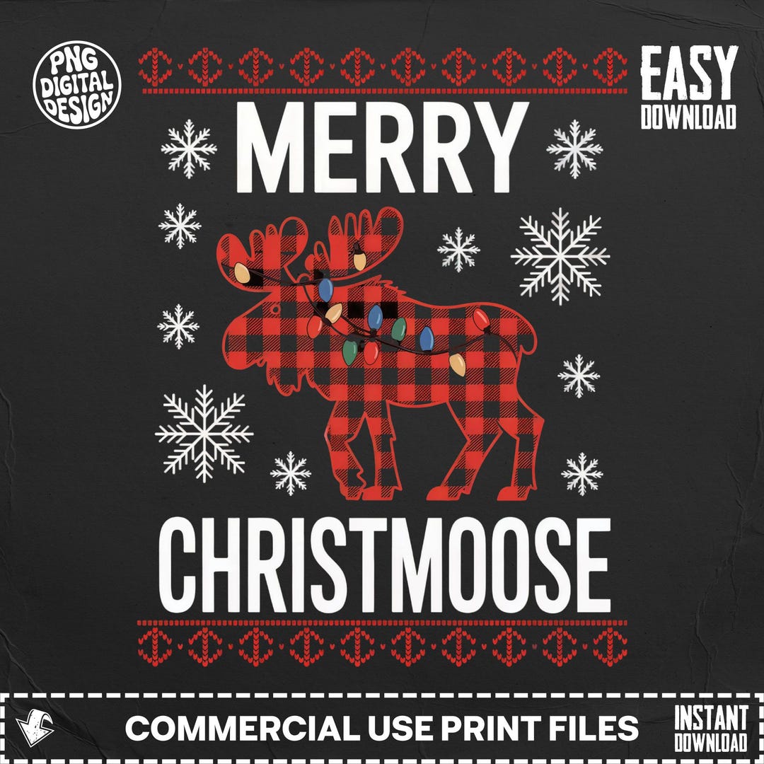 Merry Christmoose PNG Digital Download, Funny Christmas Moose, Buffalo ...